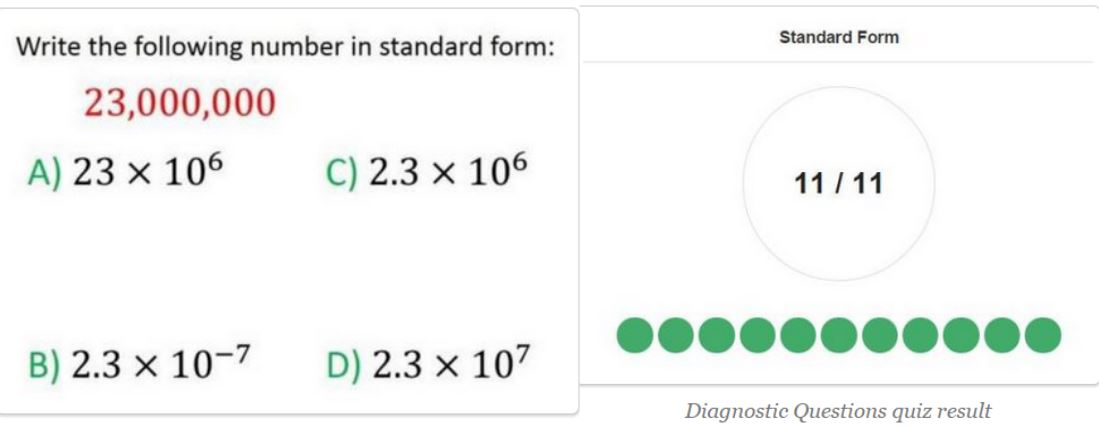 Diagnostic Questions – new features | Mathematics, Learning and Technology