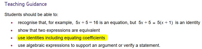 Equating Coefficients